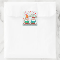 Happy and Grumpy Gnomes Square Sticker | Zazzle