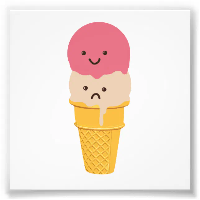 Happy and Sad Ice Cream Cone Photo Print | Zazzle