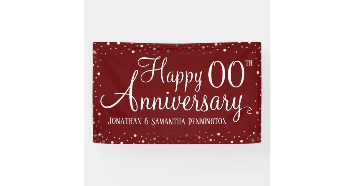 Happy Anniversary Any Year Silver Confetti Banner | Zazzle
