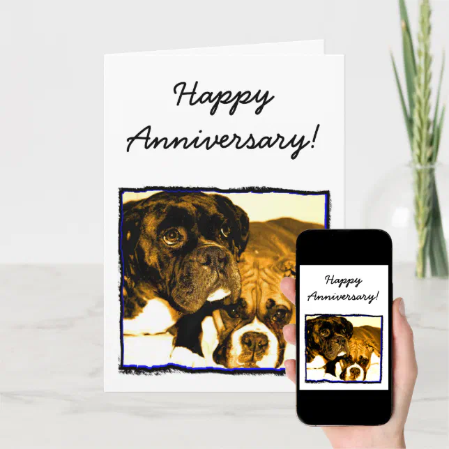 Happy Anniversary Boxer Greeting Card | Zazzle