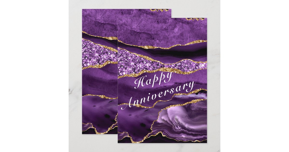 Happy Anniversary Card - Agate Purple Violet Gold | Zazzle