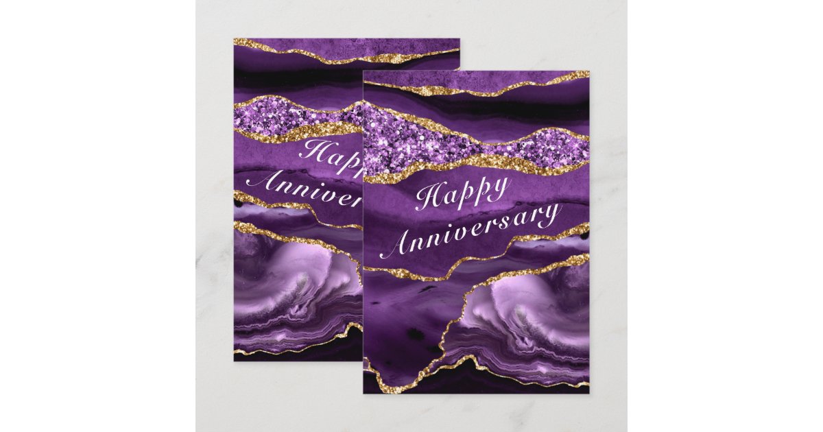 Happy Anniversary Card Purple Violet Agate God | Zazzle