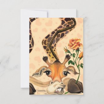Happy Anniversary Card Romantic Giraffe with Rose | Zazzle