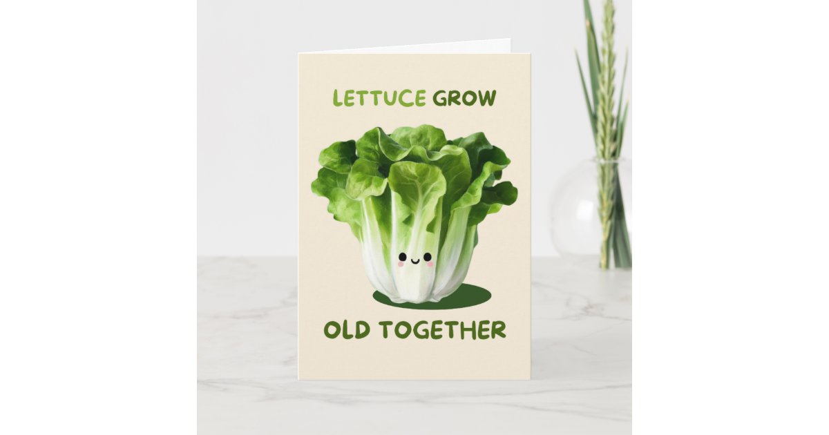 Happy Anniversary Cute Funny Simple Lettuce Card | Zazzle