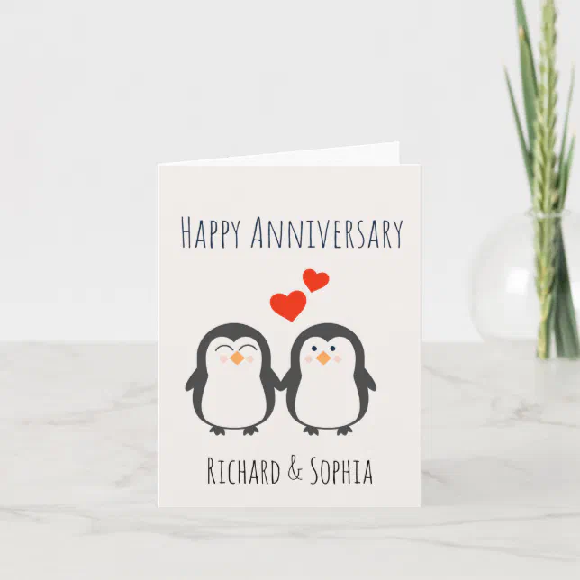 Happy Anniversary - Cute Penguin Couple Card | Zazzle
