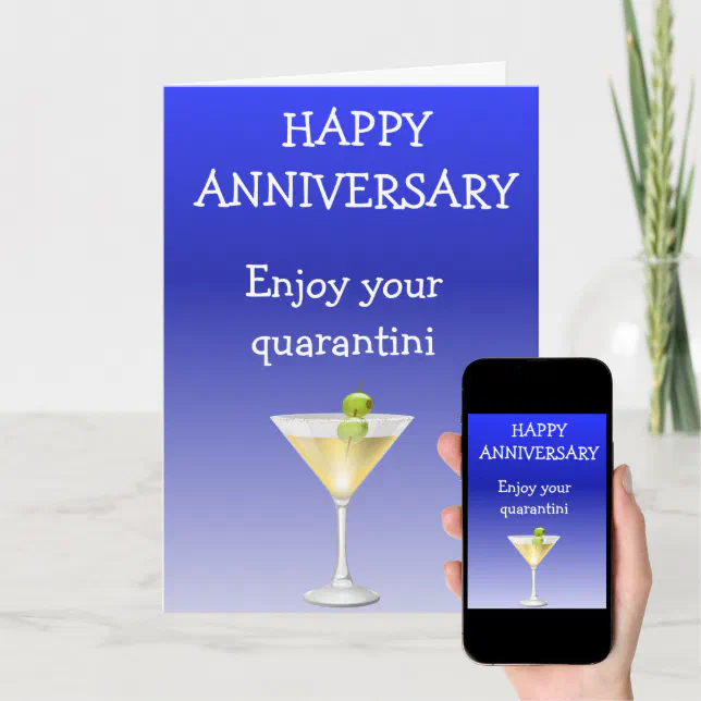 Happy Anniversary Enjoy your Quarantini Quarantine Card | Zazzle