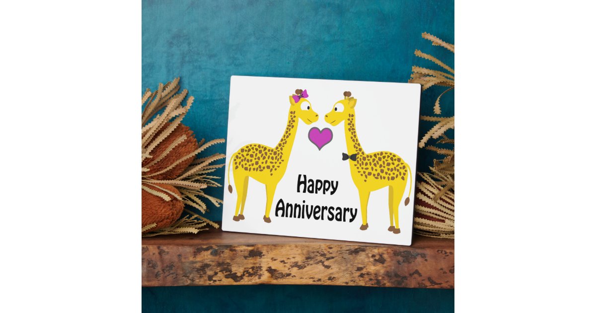 Happy Anniversary Giraffes Plaque | Zazzle