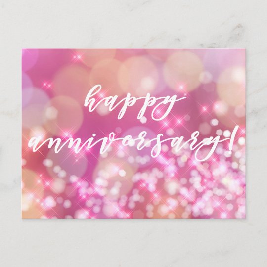 Happy Anniversary ! Glamorous Pink Sparkles Postcard | Zazzle.com