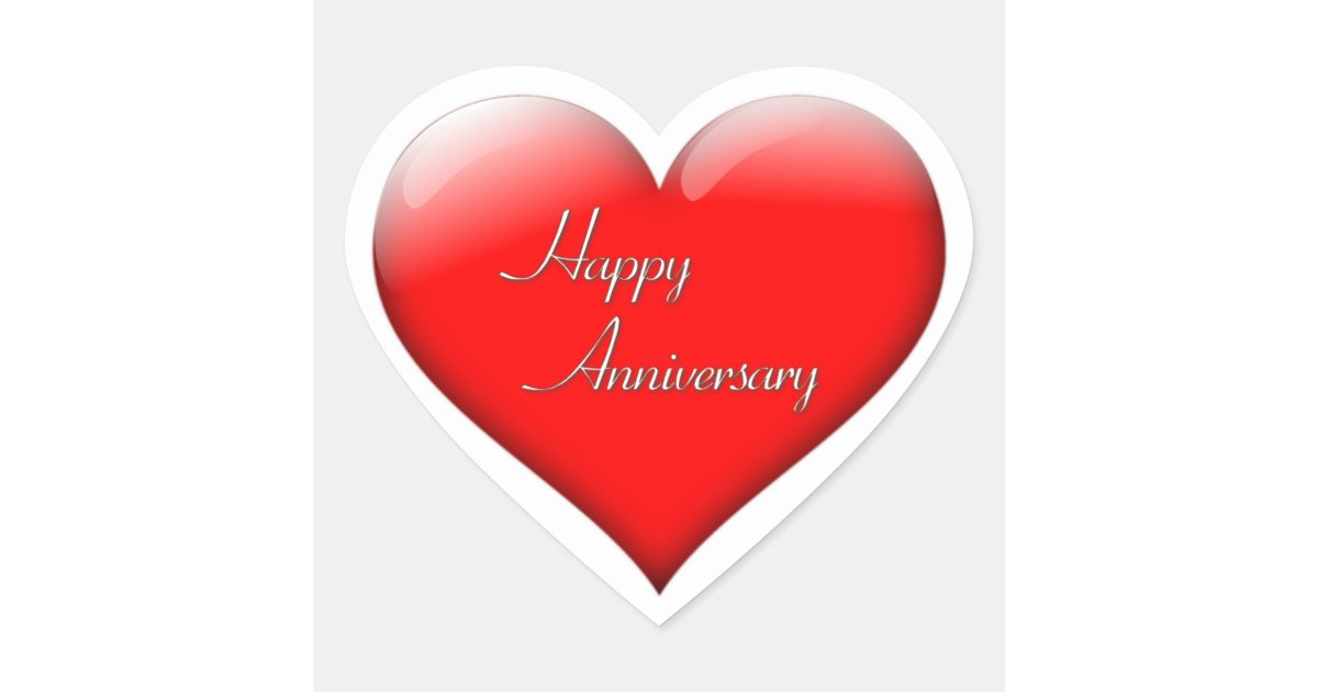 Happy Anniversary Heart Sticker | Zazzle.com