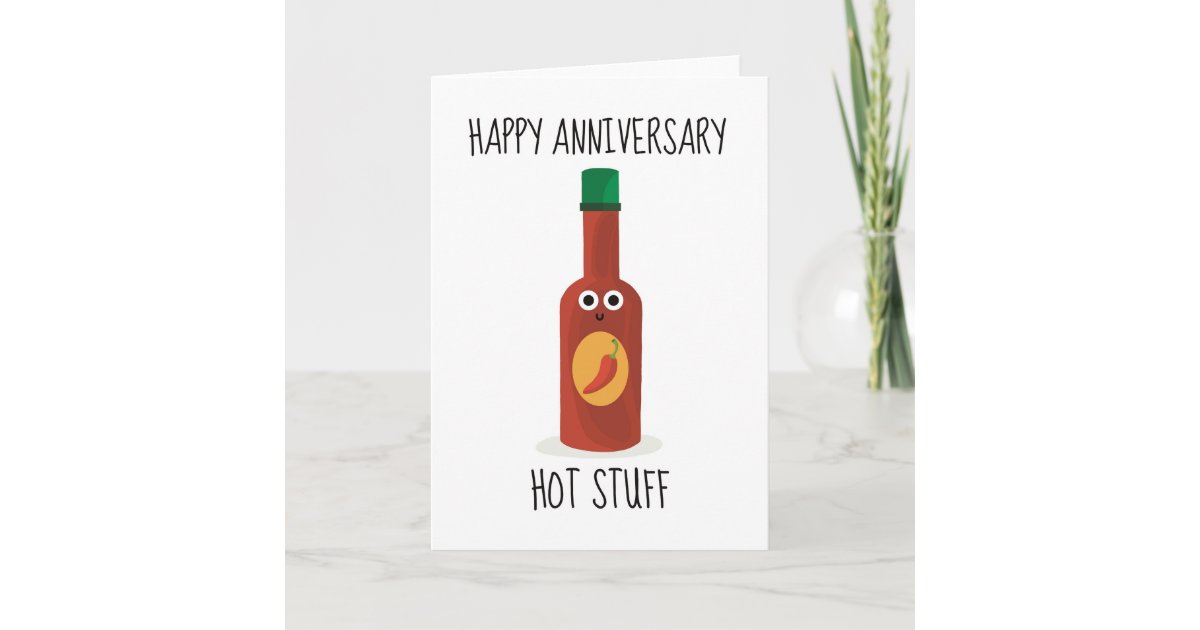 Happy Anniversary Hot Stuff Funny Sarcastic Thank You Card | Zazzle