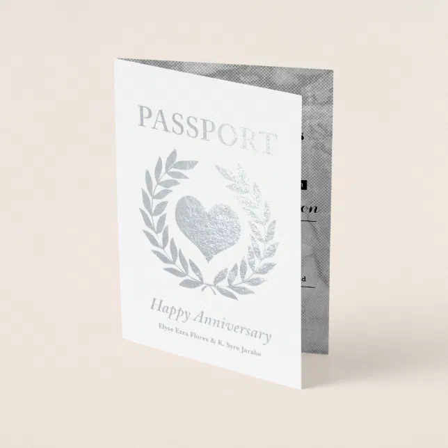 Happy Anniversary Party Silver Passport Foil Card | Zazzle