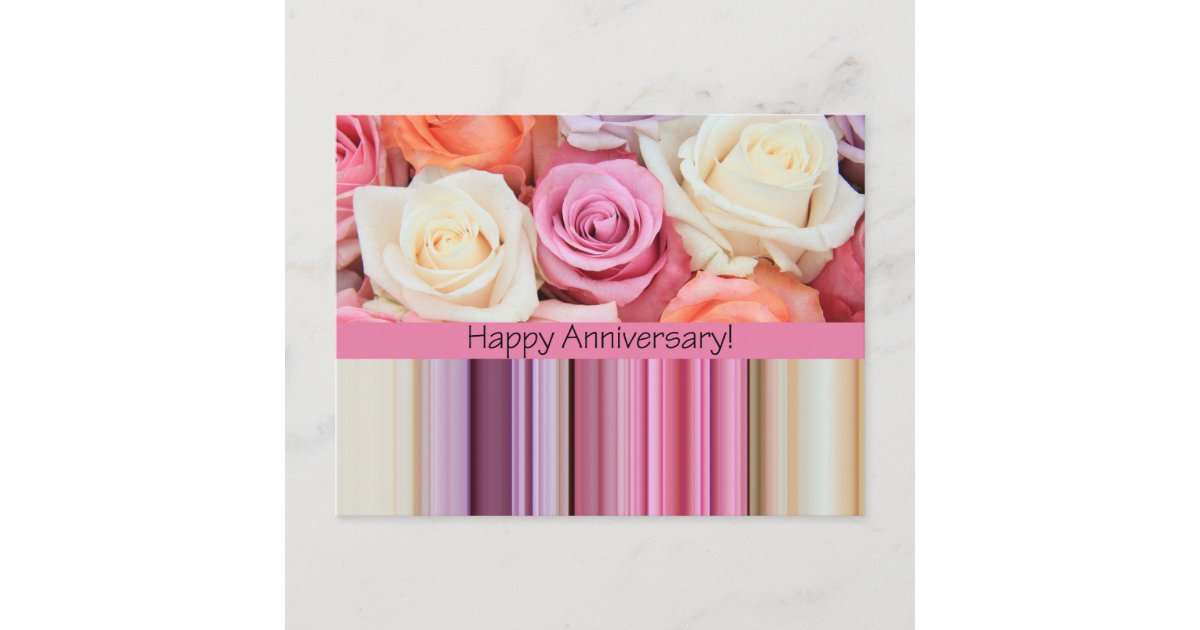 Happy Anniversary roses Postcard | Zazzle