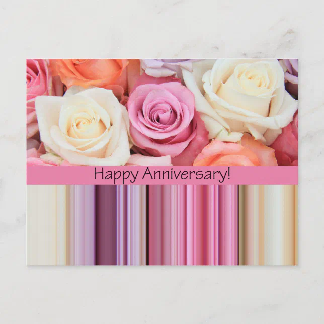 Happy Anniversary roses Postcard | Zazzle