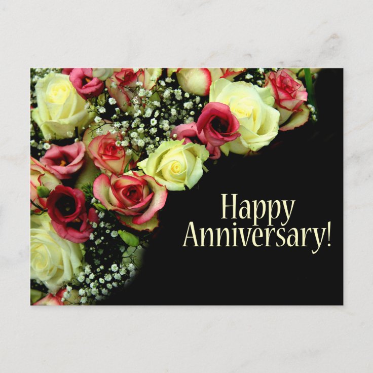 Happy Anniversary roses Postcard | Zazzle