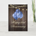 Happy Anniversary Rustic String Lights & Balloons Card | Zazzle