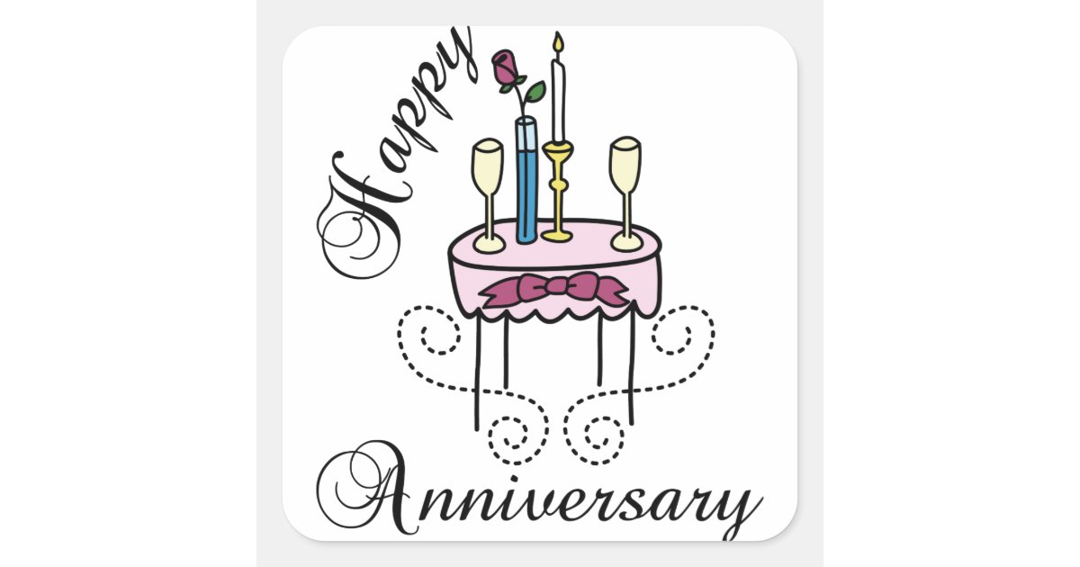 Happy Anniversary Square Sticker | Zazzle