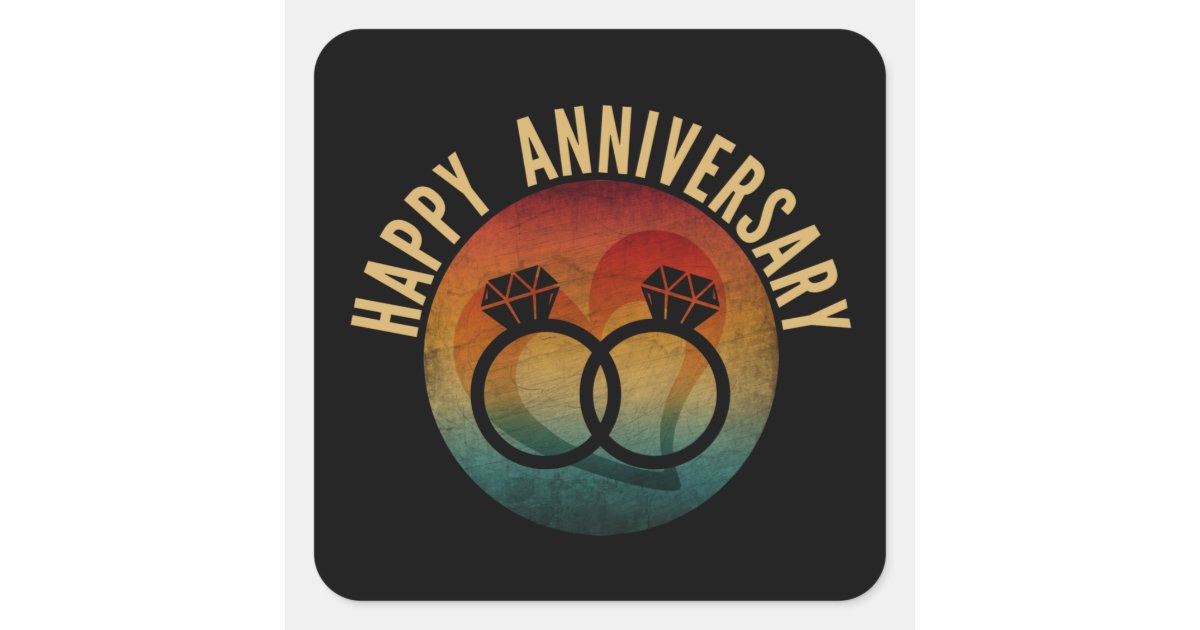 happy anniversary square sticker | Zazzle