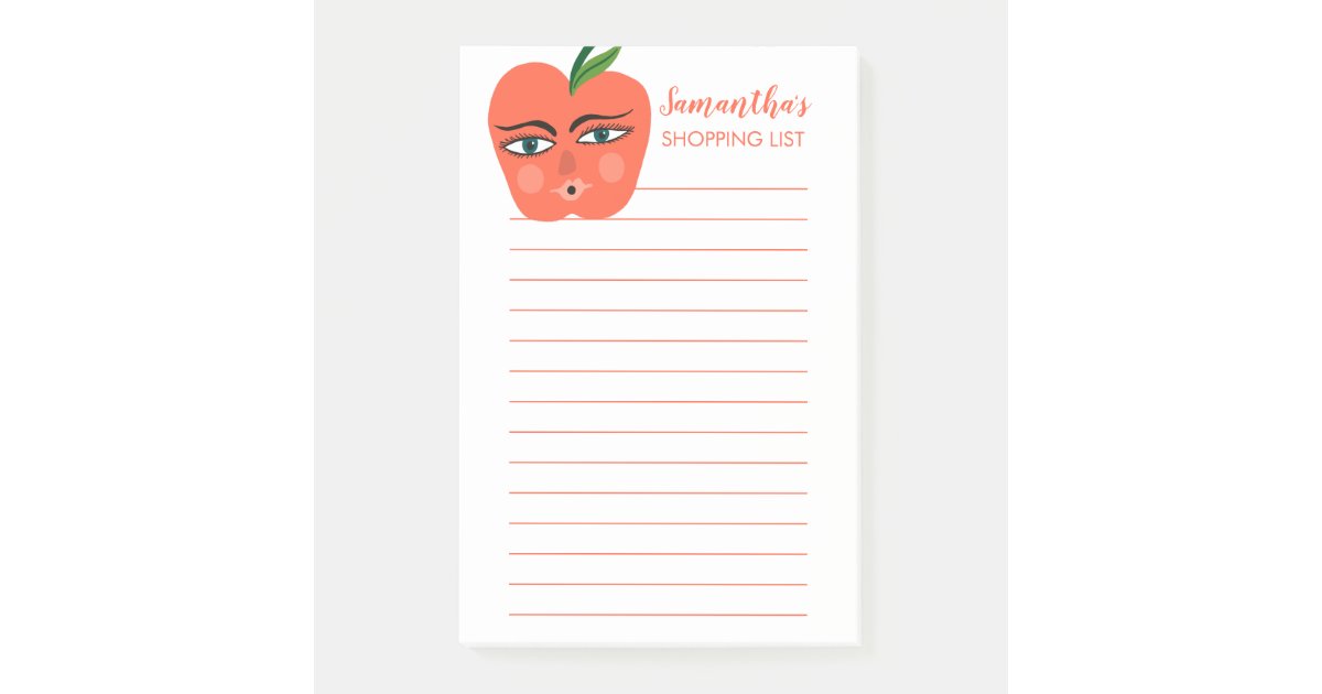 Happy Apple Grocery Shop List Meal Plan Post-it Notes | Zazzle
