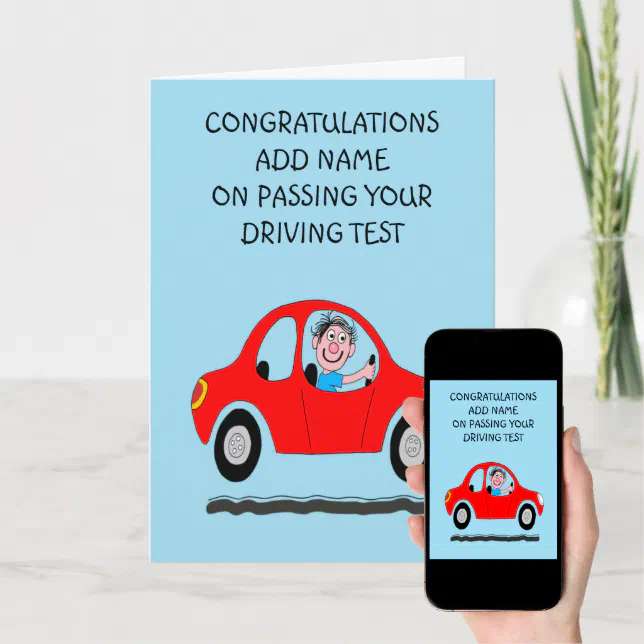Happy as he has just passed driving test card | Zazzle