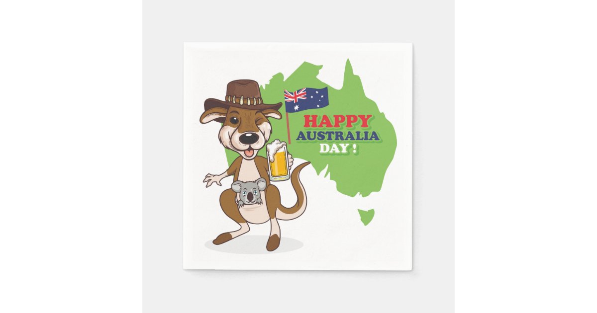 Happy Australia Day Kangaroo Koala Napkins | Zazzle