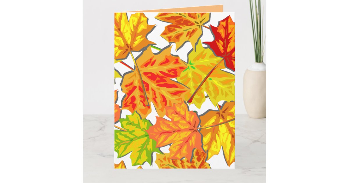HAPPY AUTUMN FALL LEAVES GREETING CARD | Zazzle