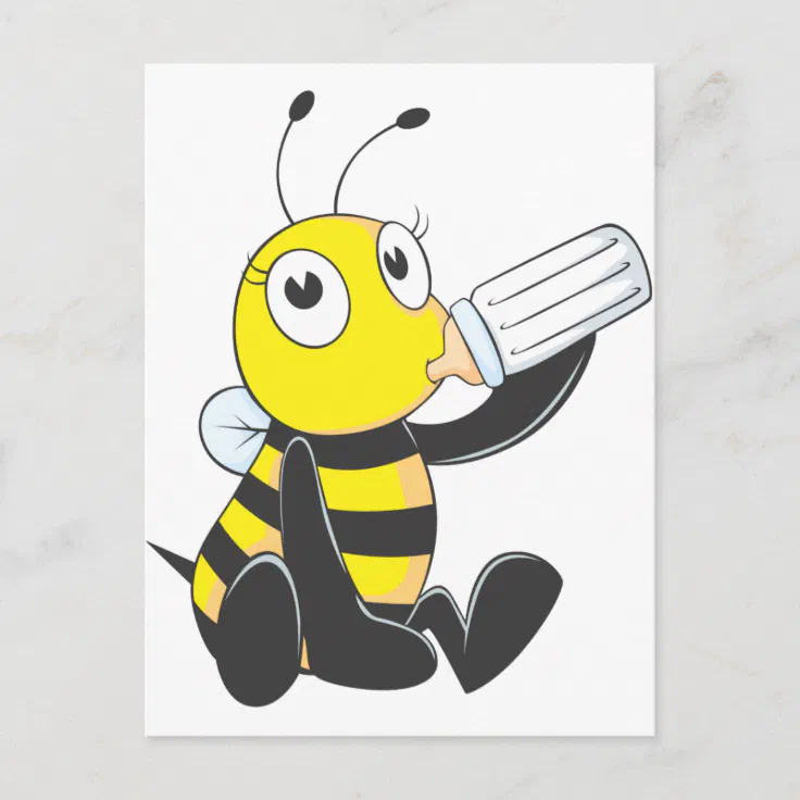Happy Baby Bee Drinking Milk Postcard | Zazzle