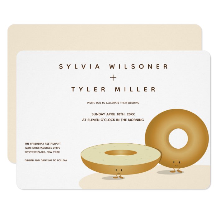 Happy Bagels Wedding White Cream Brown Invitation | Zazzle.com