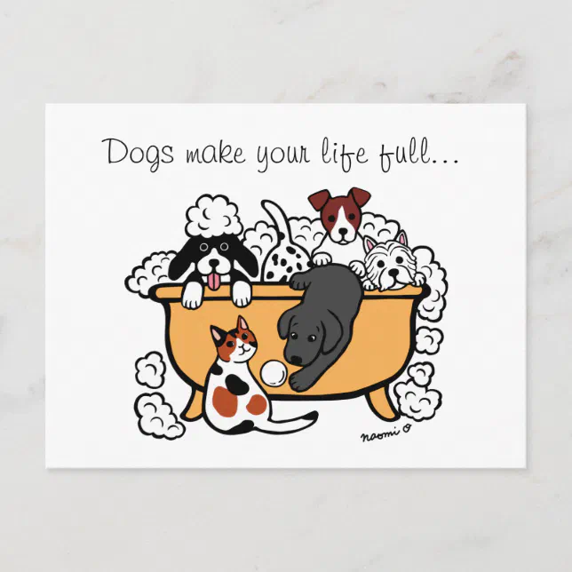Happy Bath Time Black Labrador Cartoon Postcard | Zazzle