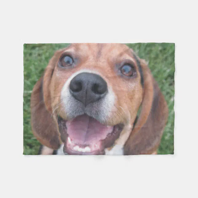 Happy Beagle Smiling Fleece Blanket | Zazzle