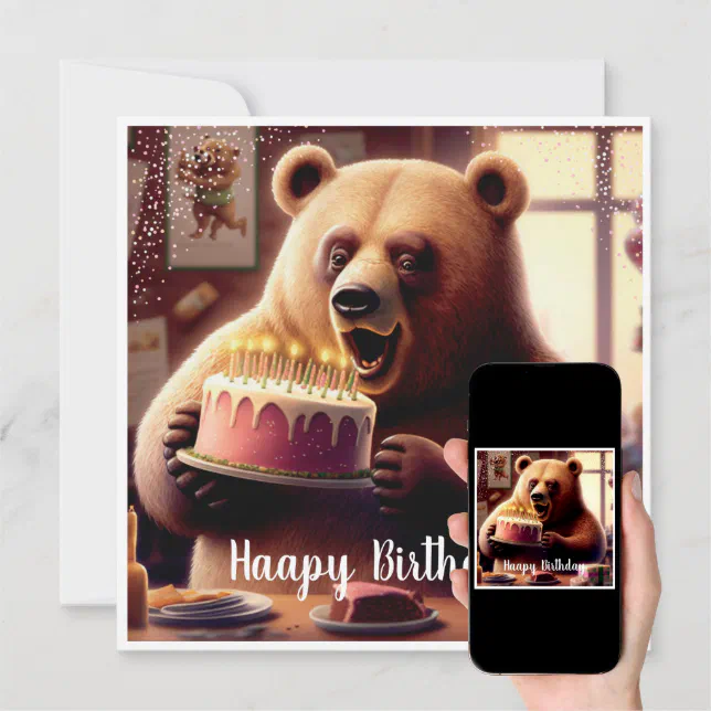 Happy bear Birthday Card | Zazzle