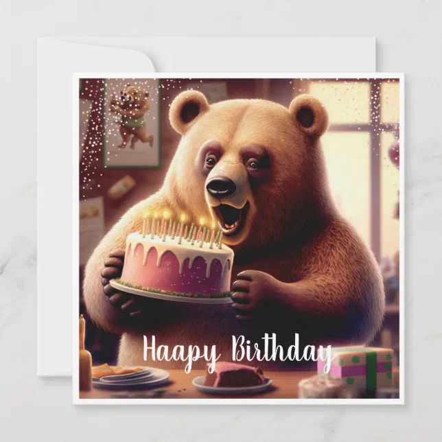 Happy bear Birthday Card | Zazzle