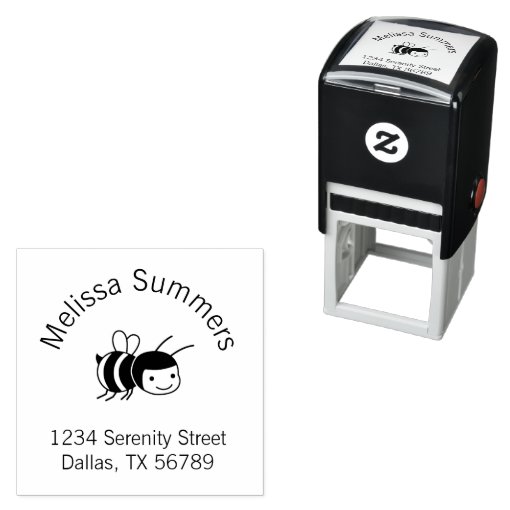 Happy Bee Address Self-inking Stamp | Zazzle