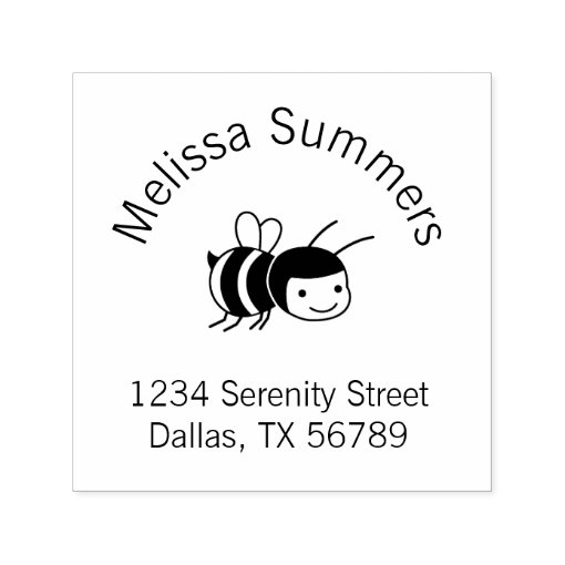 Happy Bee Address Self-inking Stamp | Zazzle