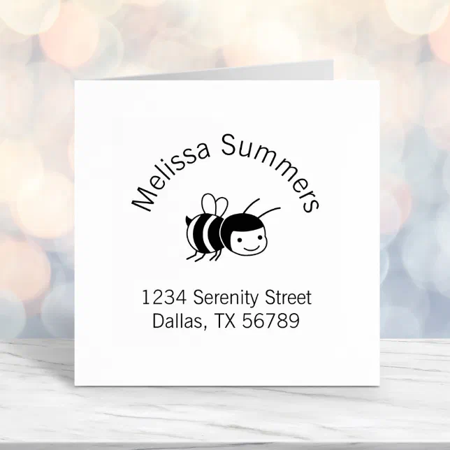 Happy Bee Address Self-inking Stamp | Zazzle