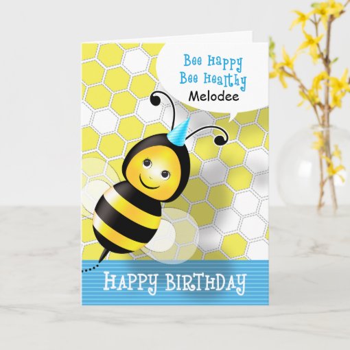 Happy Bee Birthday Card | Zazzle