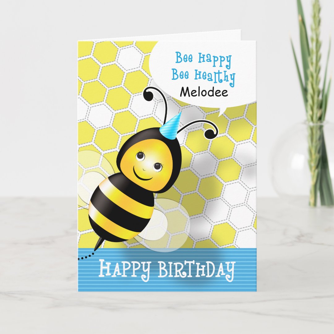 Happy Bee Birthday Card | Zazzle