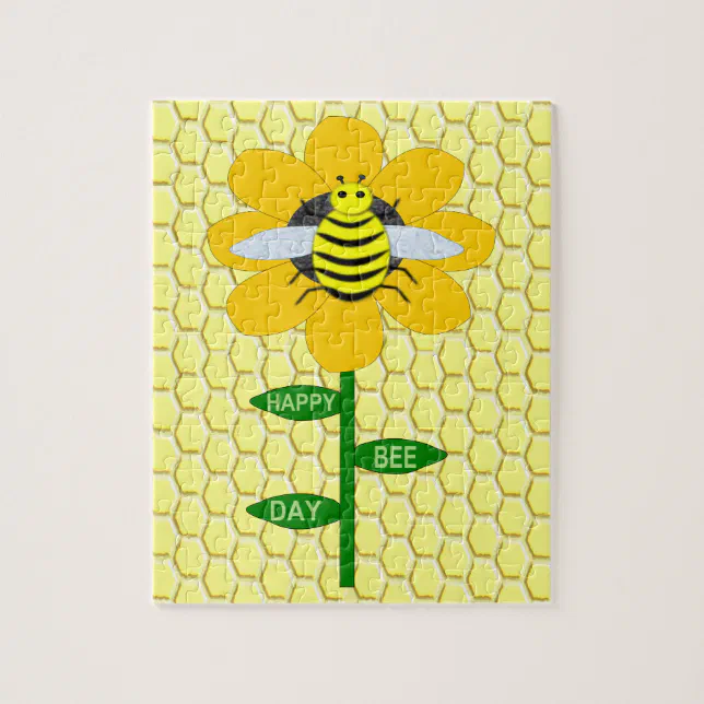 Happy Bee Day Birthday Bumblebee Jigsaw Puzzle | Zazzle