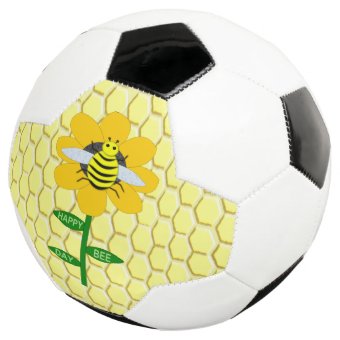 Happy Bee Day Birthday Bumblebee Soccer Ball | Zazzle