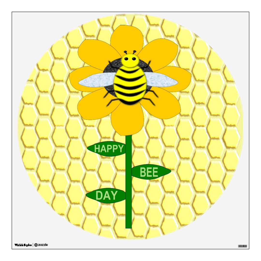 Happy Bee Day Birthday Bumblebee Wall Decal | Zazzle
