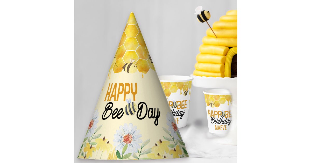 Happy Bee Day Kids Bee Theme Birthday Party Hat | Zazzle