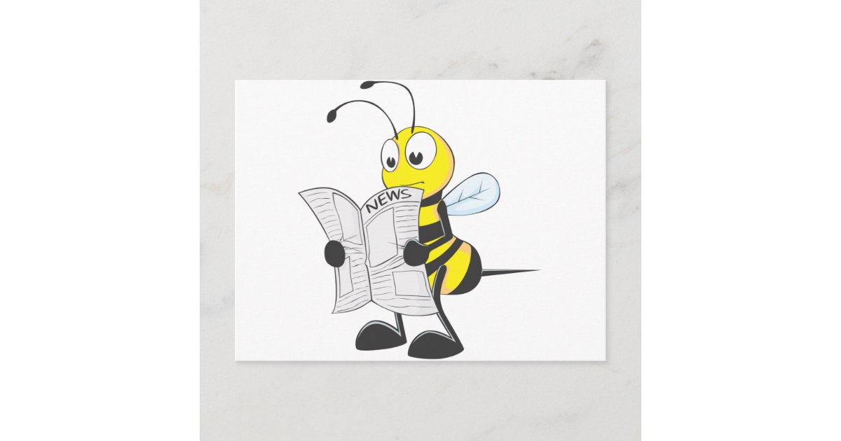 Happy Bee Reading Newspaper Postcard | Zazzle