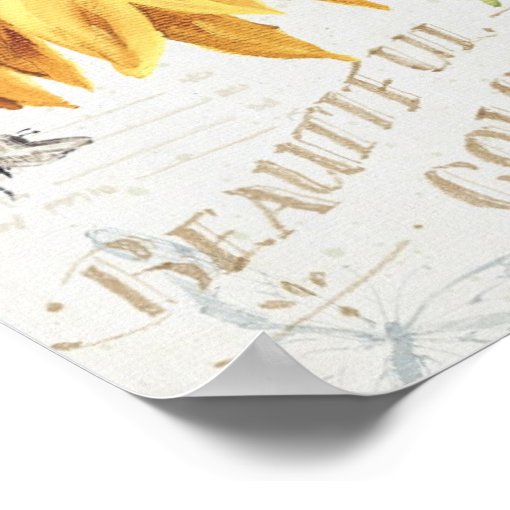 Happy Bees and Yellow Sunflowers Poster | Zazzle