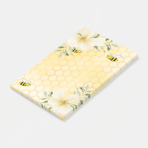 Happy bees honeycomb pattern tropical florals post-it notes | Zazzle