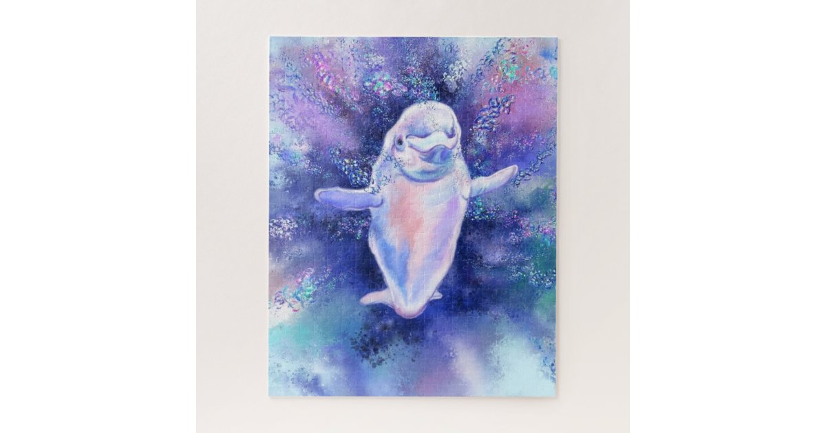 Happy Beluga Whale Swimming Jigsaw Puzzle | Zazzle