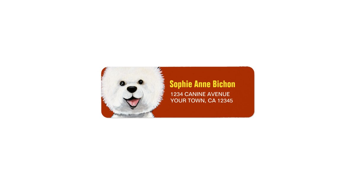 Happy Bichon Frise Dog Return Address Label | Zazzle