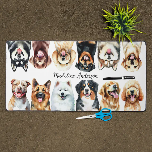 Happy Big Dogs Personalized Desk Mat | Zazzle