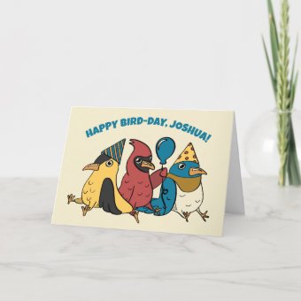 Happy Bird Day Cartoon Birds Themed Birthday Card | Zazzle