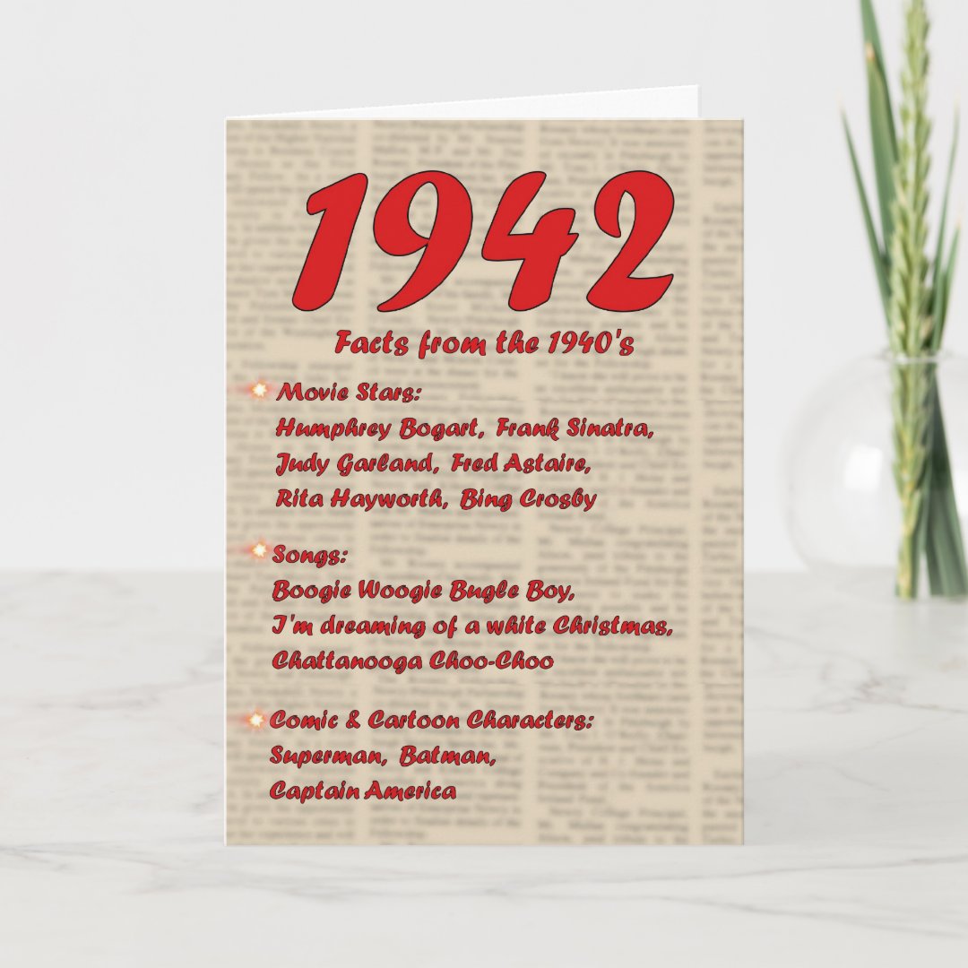 Happy Birthday 1942 Year of birth news 40's 40s Card | Zazzle