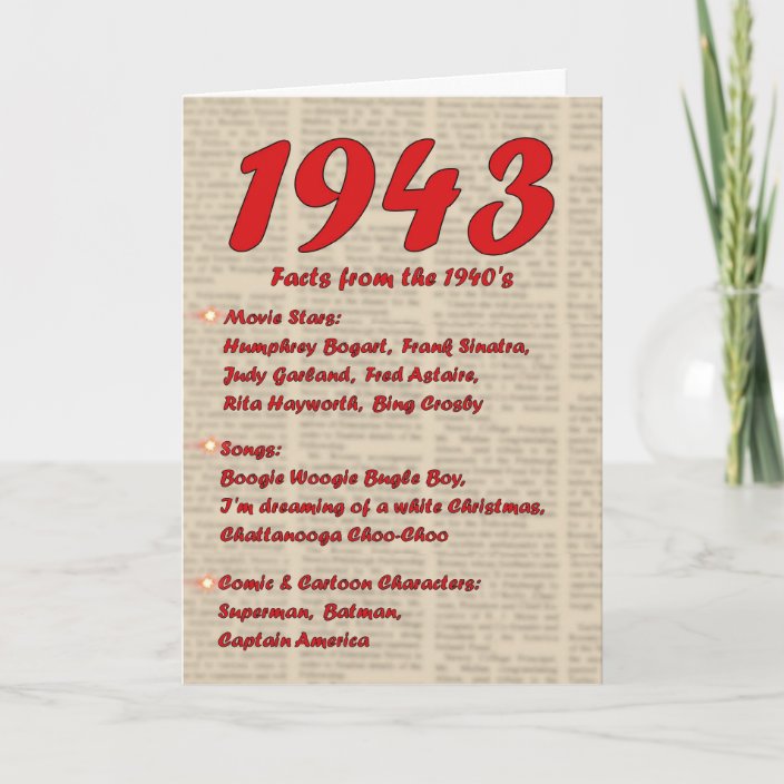 Happy Birthday 1943 Year of birth news 40's 40s Card | Zazzle.com