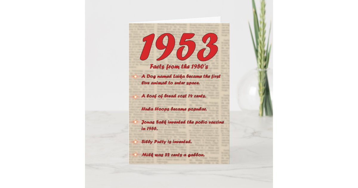 Happy Birthday 1953 Year of birth news 50's 50s Card | Zazzle